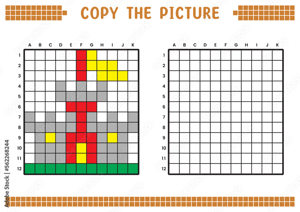 Copy the picture, complete the grid image. Educational worksheets ...
