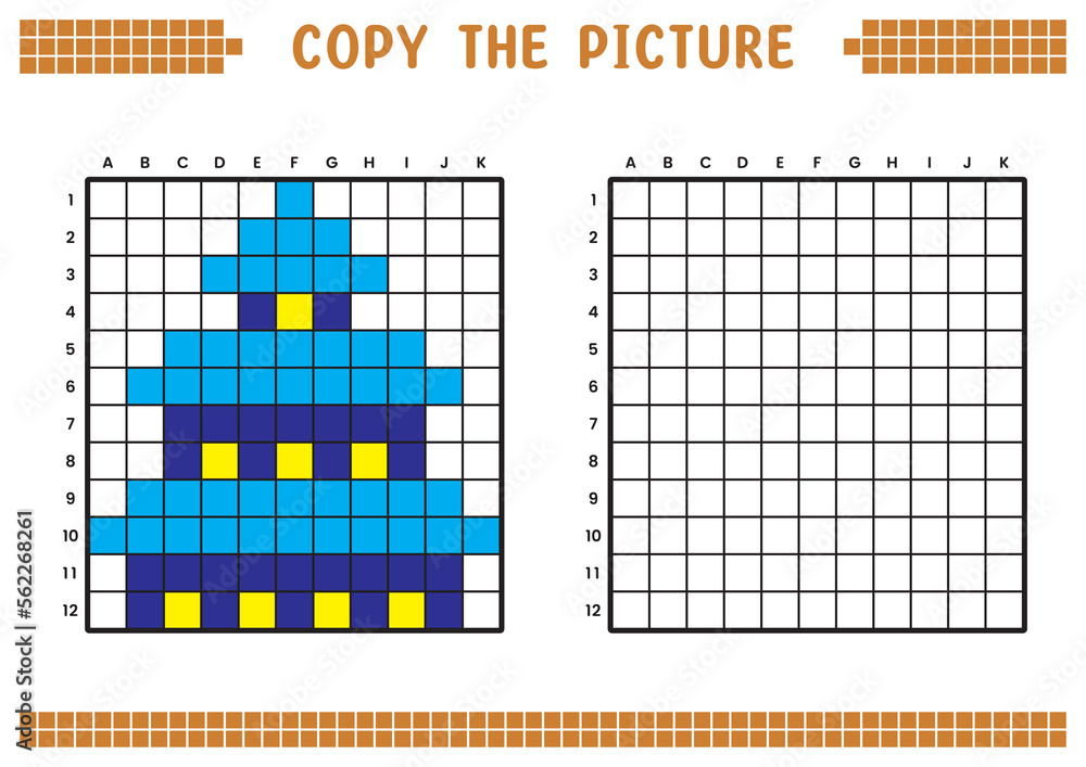 Copy the picture, complete the grid image. Educational worksheets ...
