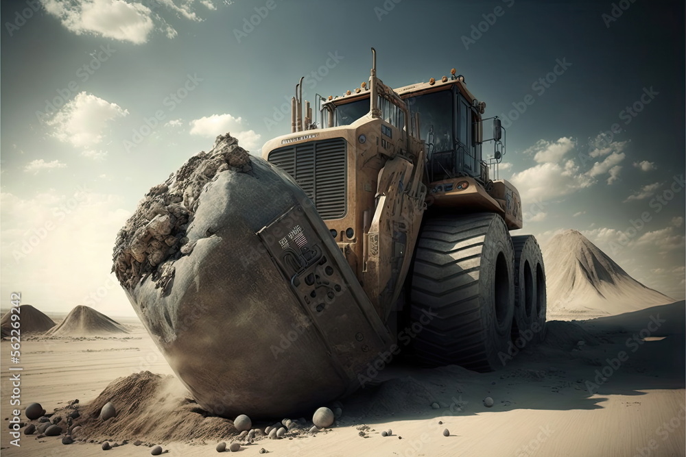 Sand loaders are shoveling sands, Made by AI,Artificial intelligence ...