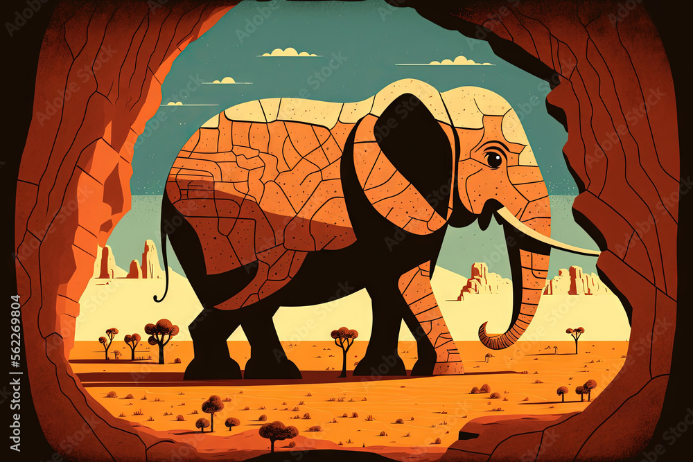 Elephant Rock Formation in Saudi Arabia's Al Ula. Generative AI Stock ...