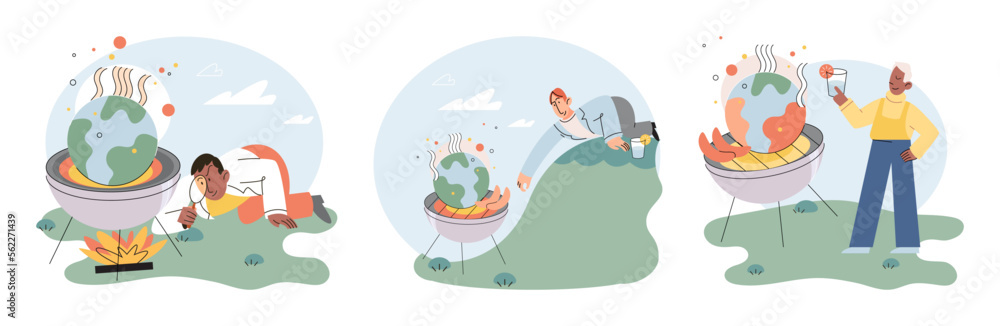 Global warming. High temperature and hot weather Earth. Climate change ...