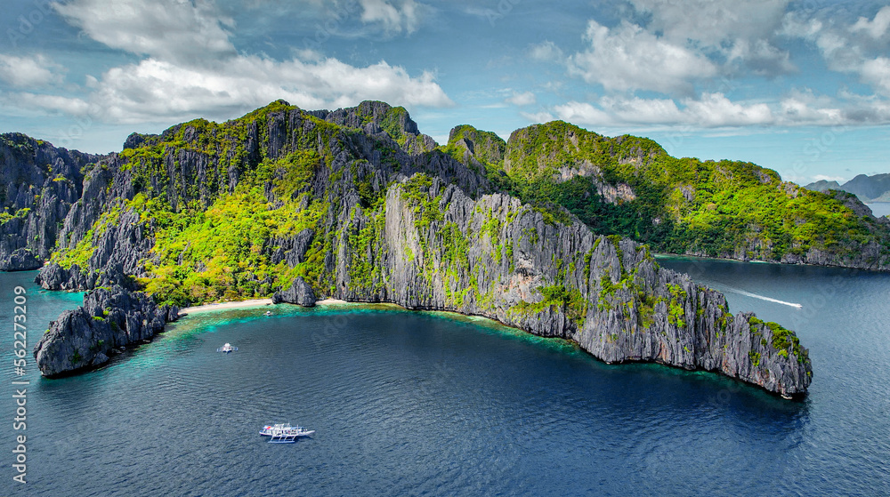 Amazing Aerial of Manioc island In El Nido, Palawan, Philippines Stock ...
