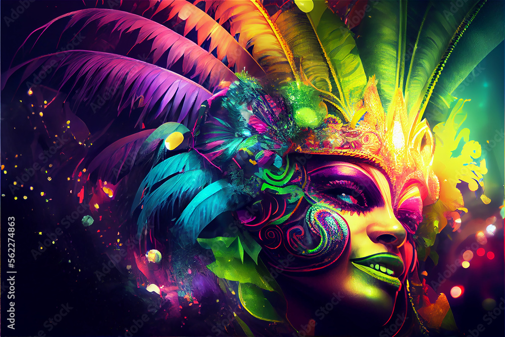 colorful Rio de Janeiro carnival inspired background, generative AI ...
