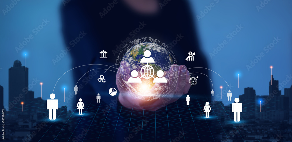 Human resources concept, Businessman touching virtual interface, HR ...