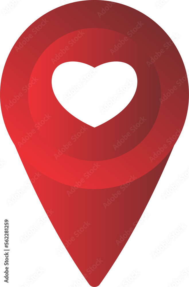 red heart pin location mark PNG 2023011623 Stock Illustration | Adobe Stock