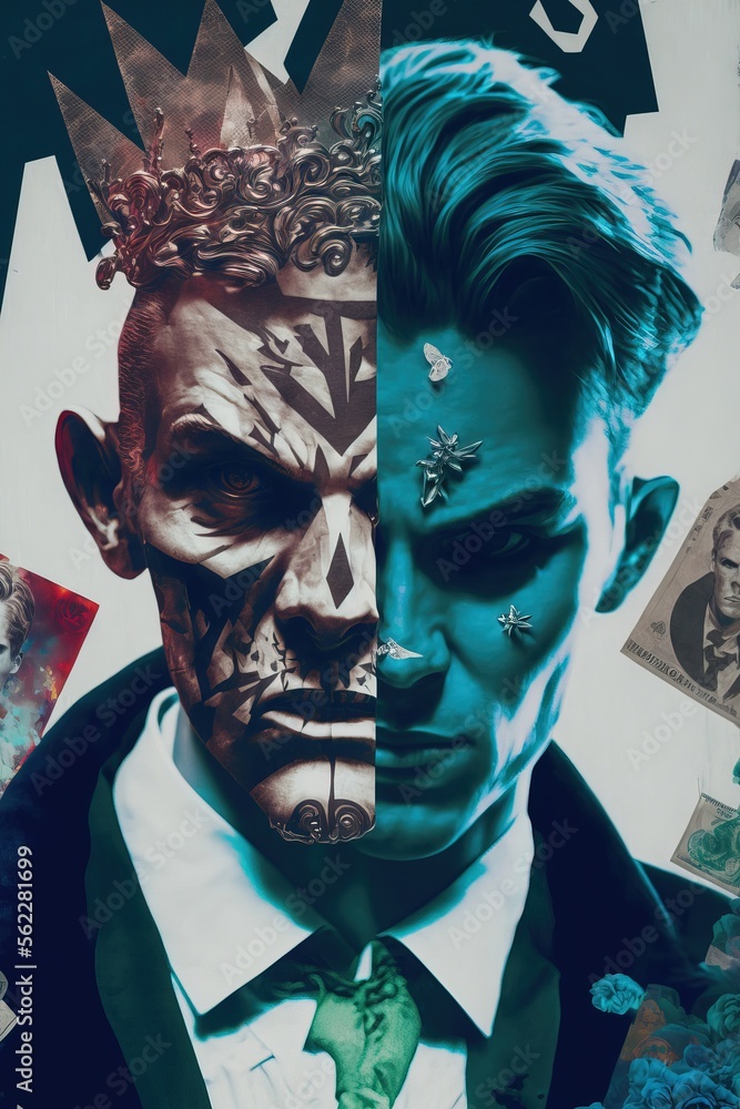 Greedy demon wearing crown. Dollar. Money. Collage. Generative AI Stock ...