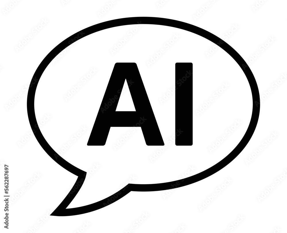 AI chat bubble chatbot line art vector icon for technology apps and ...