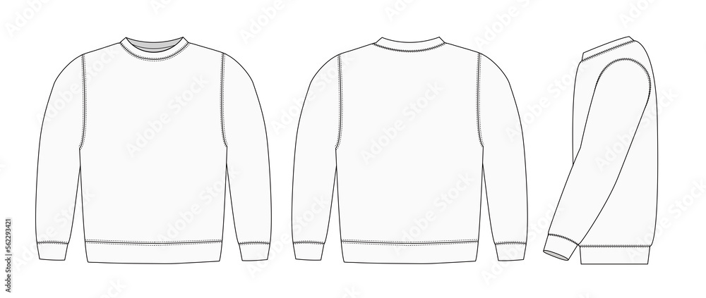 Template illustration of sweat shirt ( with side view) | png, no ...