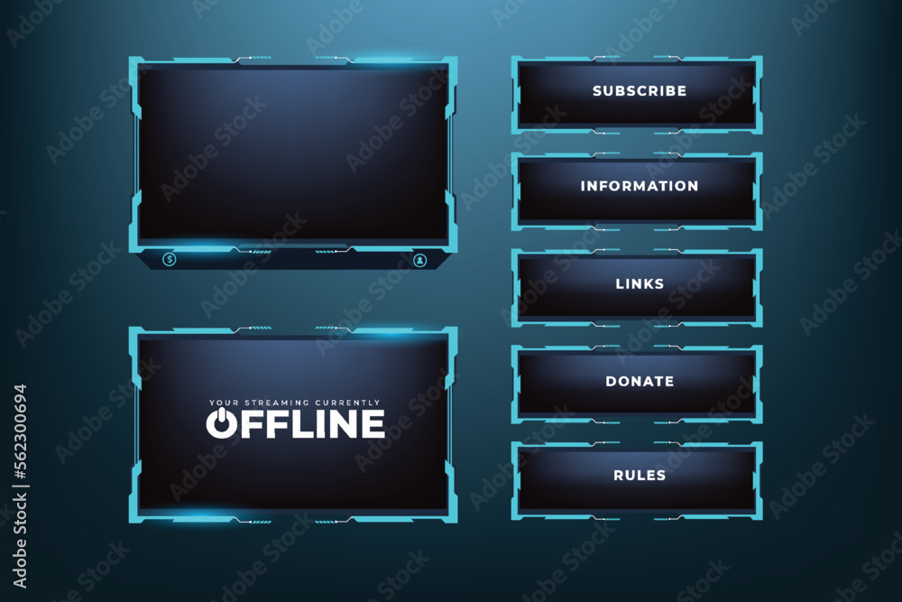 Online streaming overlay and screen interface decoration. Live gaming overlay vector for gamers ...