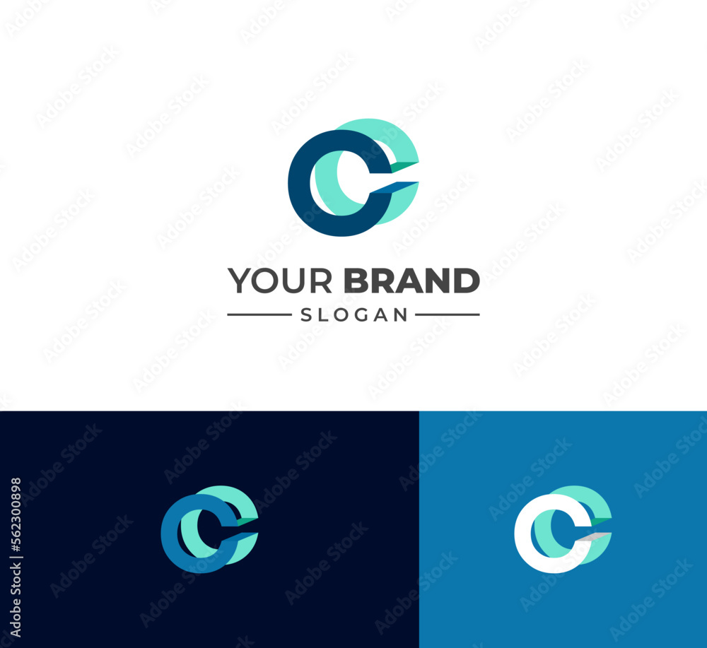 C, CC letter logo design template elements. Modern abstract digital ...