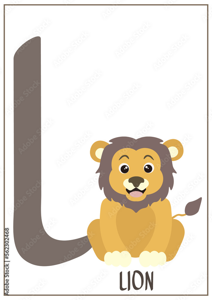 Alphabet cards for kids. Educational ABC card for preschool education ...