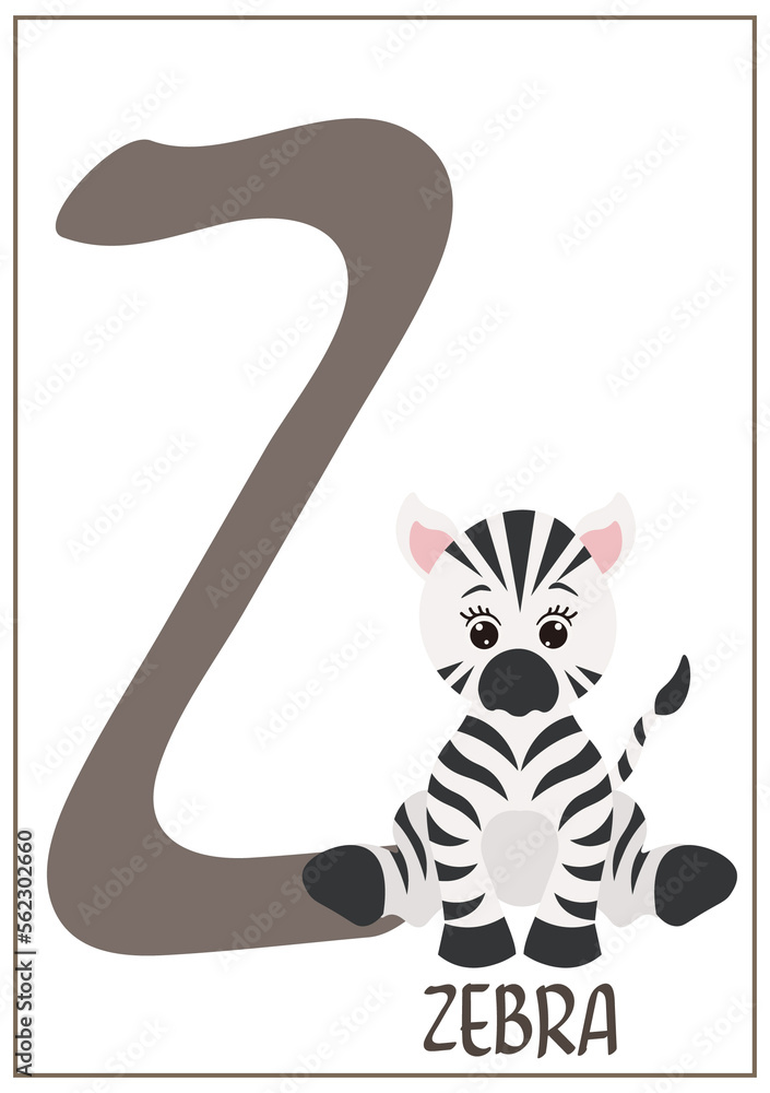 Alphabet cards for kids. Educational ABC card for preschool education ...