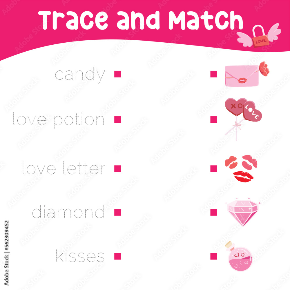 Trace and matching the words with the images. Educational activity kit ...