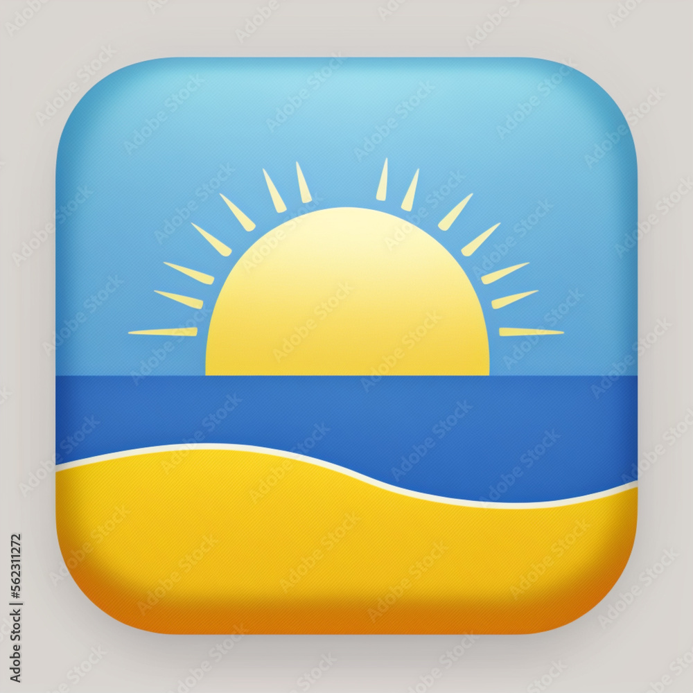 Simple ios app icon for a weather app sunhine beach, Generative IA ...
