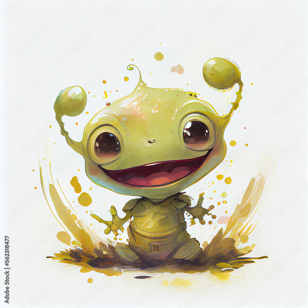 Cartoon. Happy smiling alien. generative ai Stock Illustration | Adobe ...