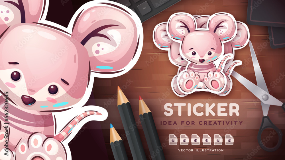 Cartoon character adorable mouse, idea for print t-shirt, poster and ...