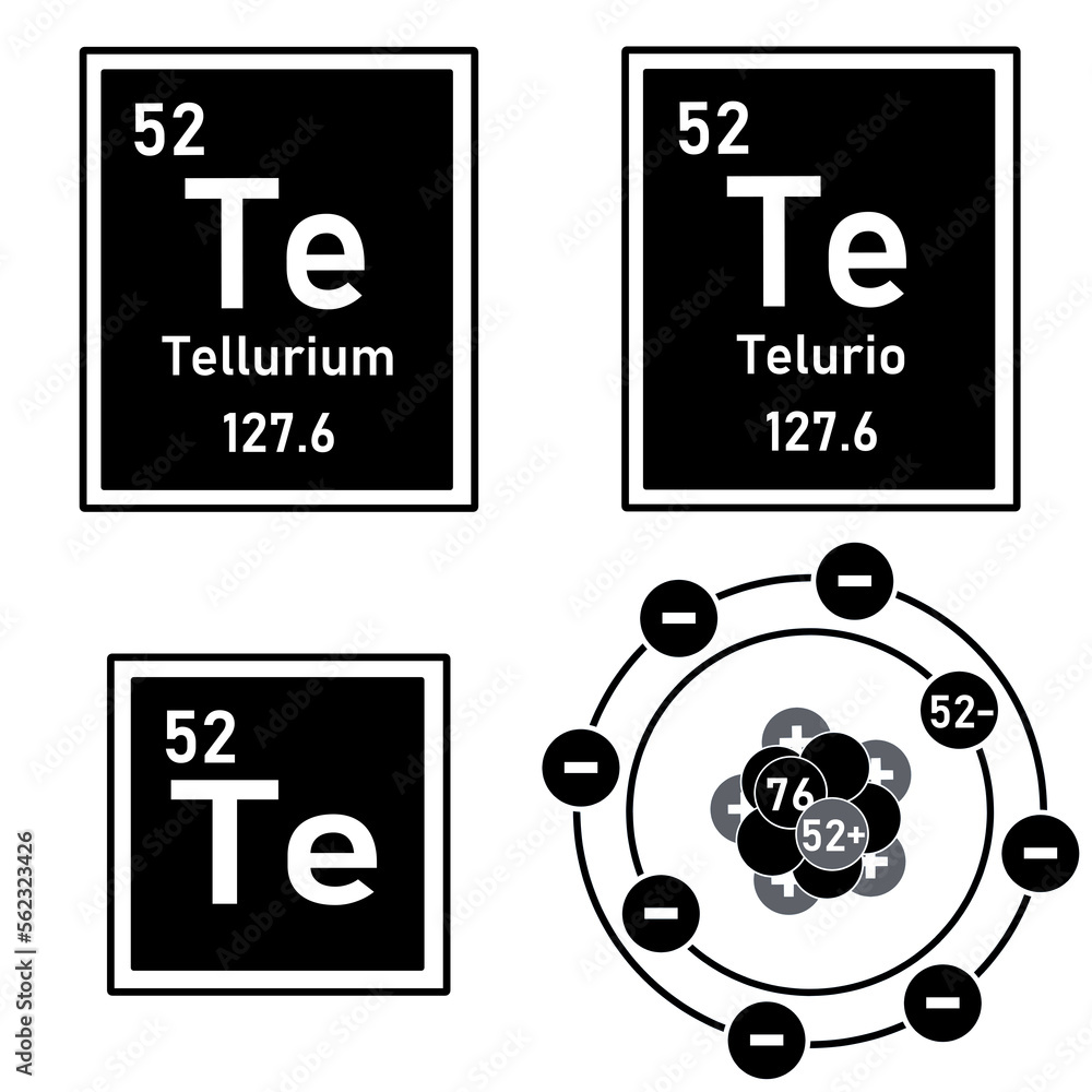 Icon of the element tellurium of the periodic table with representation ...