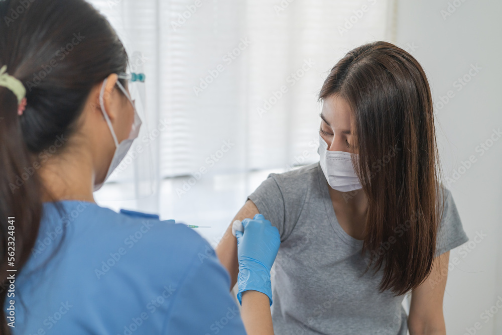 Covid-19,coronavirus hand of young woman nurse,doctor giving syringe ...