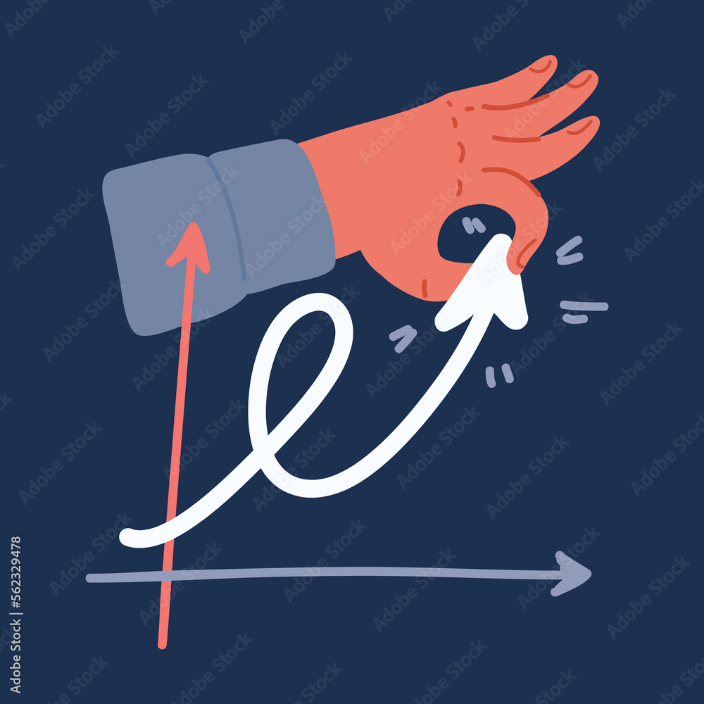 Cartoon vector illustration of hand holding increase business graph ...