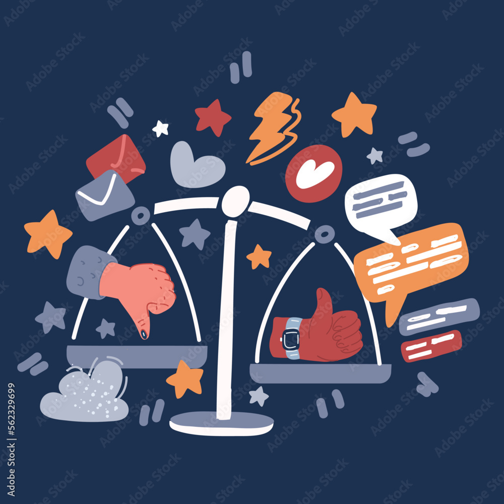 Vector cartoon illustration of positive and negative voices on the ...