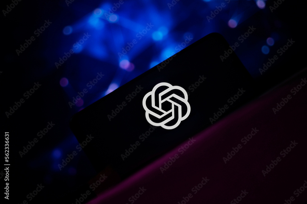 OpenAI logo seen on the screen of smartphone. Open AI is an artificial ...