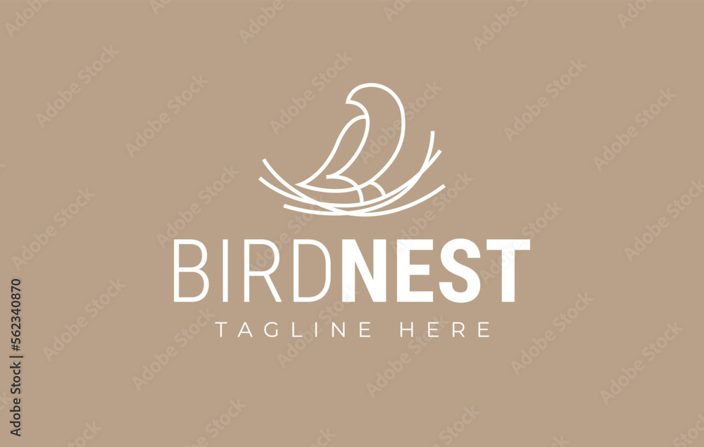 Swallow Nest Logo Design. Bird Nest Line Art Vector Illustration. Stock Vector | Adobe Stock