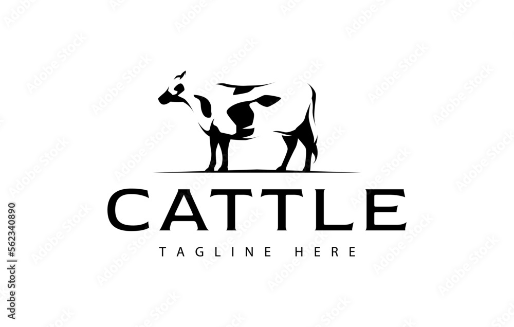 Cattle Farm Logo Design. Cow Cattle in the Field. Cattle Silhouette ...