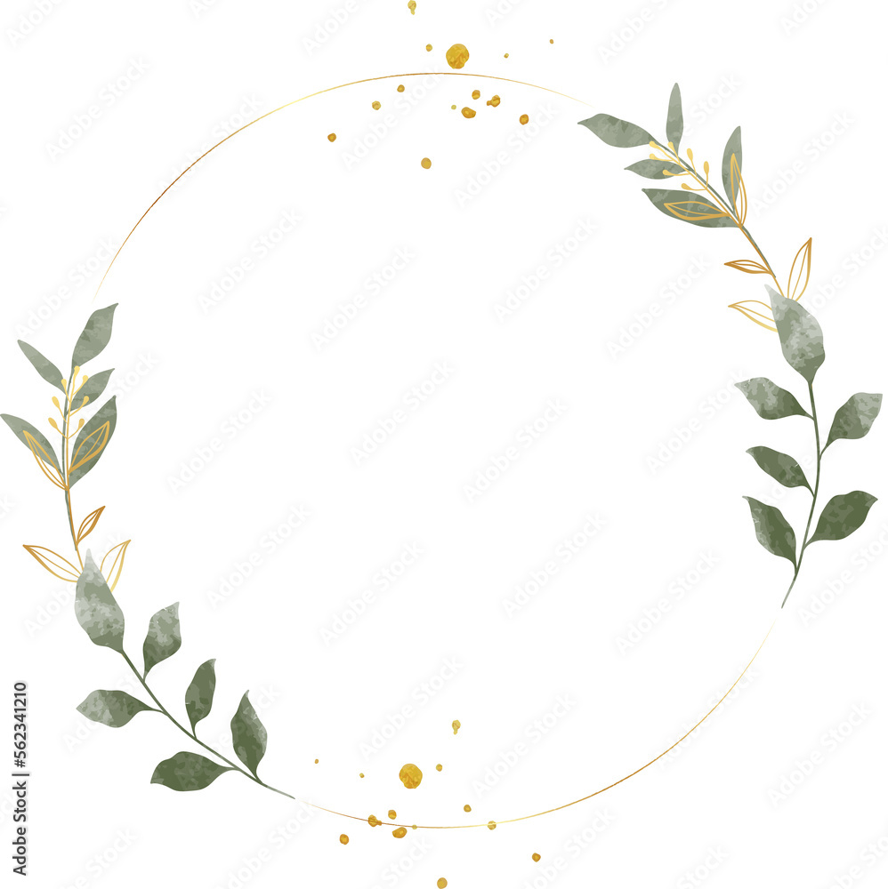 Luxury botanical watercolor gold frame Stock Illustration | Adobe Stock