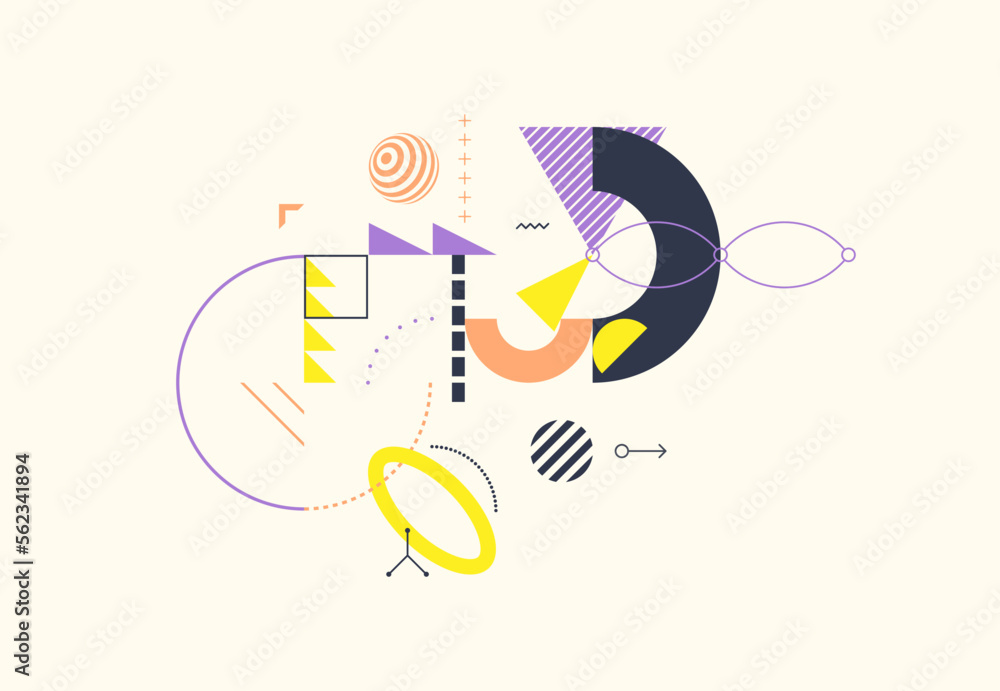 Modern art composition with simple geometric shapes and forms. Memphis ...
