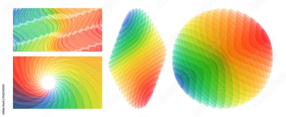 Vecteur Stock Spheres and rhombus. Abstract wavy background with dynamic effect. Rotation and ...