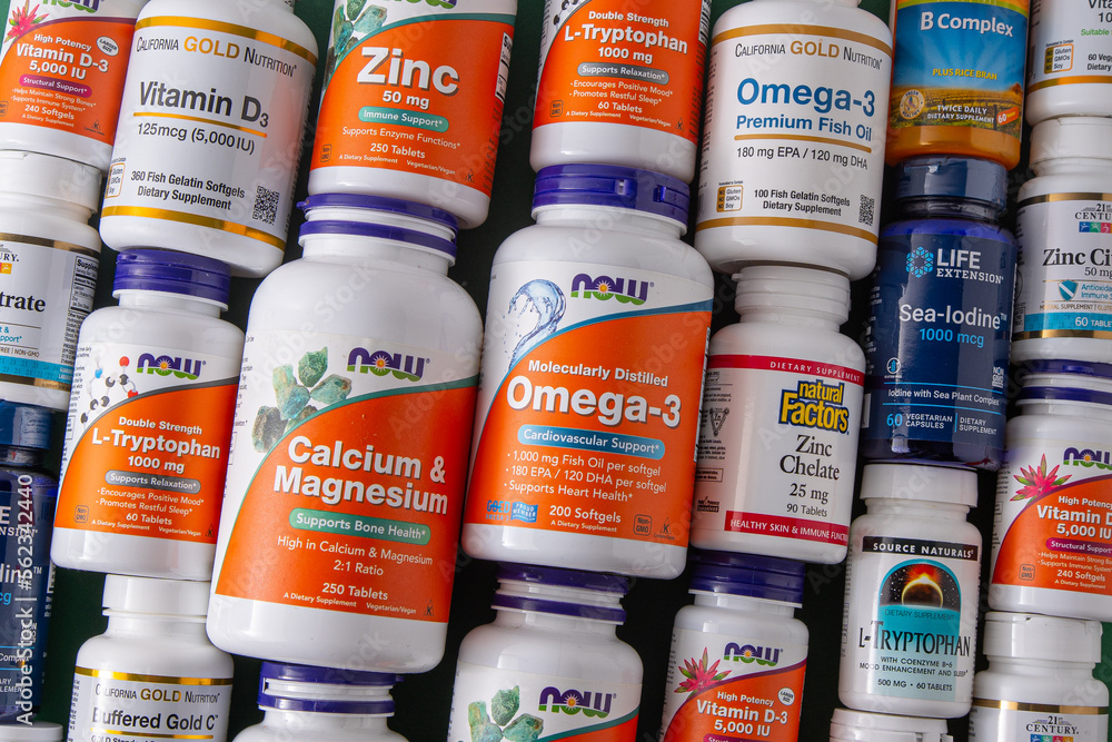Vitamins, minerals and micronutrients from iHerb box. Lots of different ...