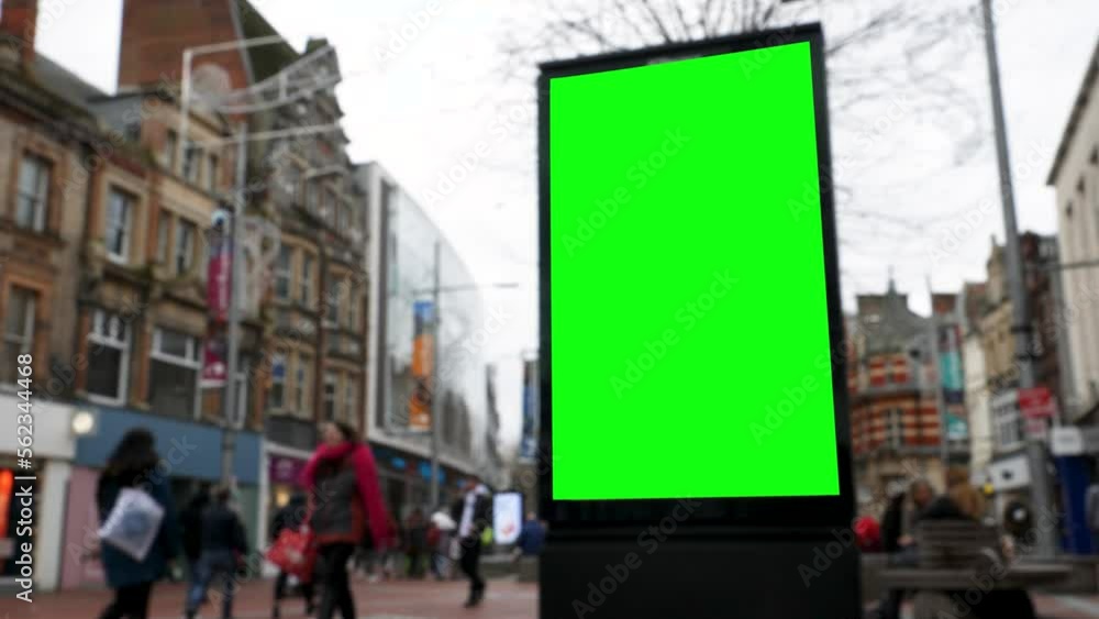 4K Large Green Screen Advertising Board - City Street scene showing ...