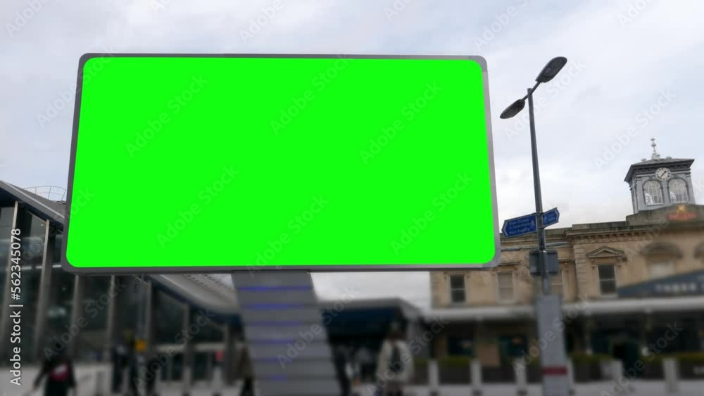 4K Large Green Screen Advertising Board - City Street scene showing ...