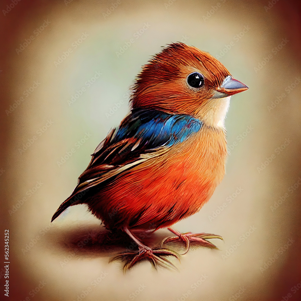 Cute little sparrow bird as full body illustration (Generative AI ...