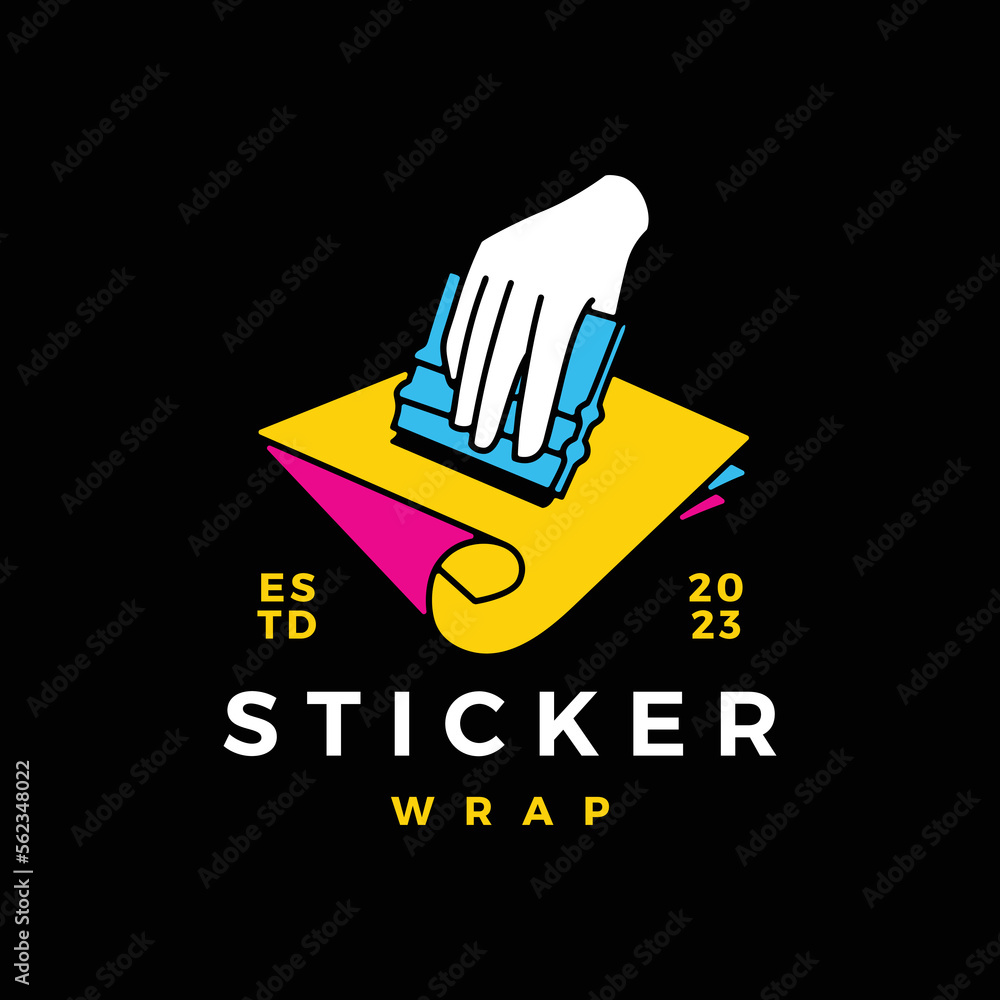 sticker wrap hand service logo vector icon illustration Stock Vector ...