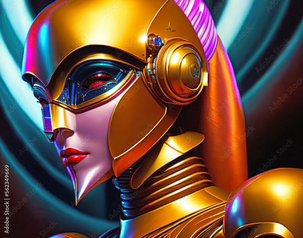 Head and face of a humanoid female with a sharp pointed chin and ...