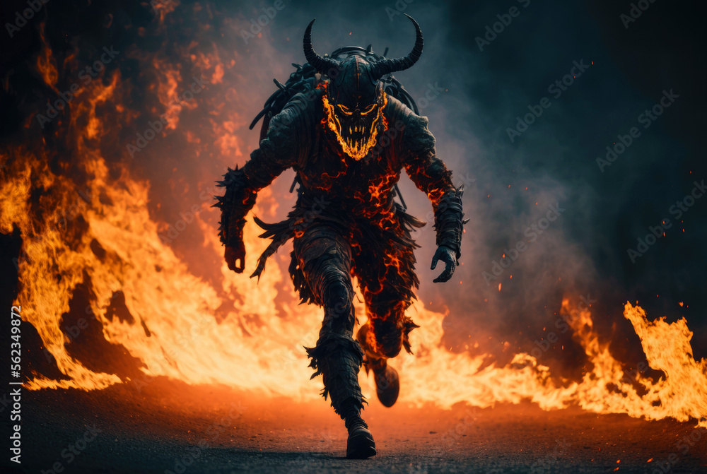 Devil lucifer hound fire flames. Generative AI Stock Illustration ...