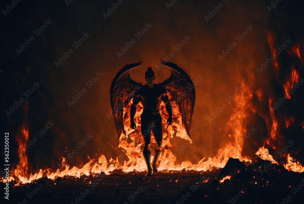 Devil lucifer fire flames. Generative AI Stock Illustration | Adobe Stock