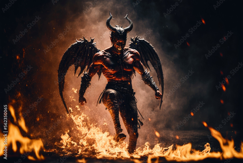 Devil lucifer fire flames. Generative AI Stock Illustration | Adobe Stock