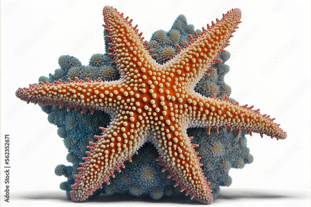Isolated starfish in coral reef design with white background for ...