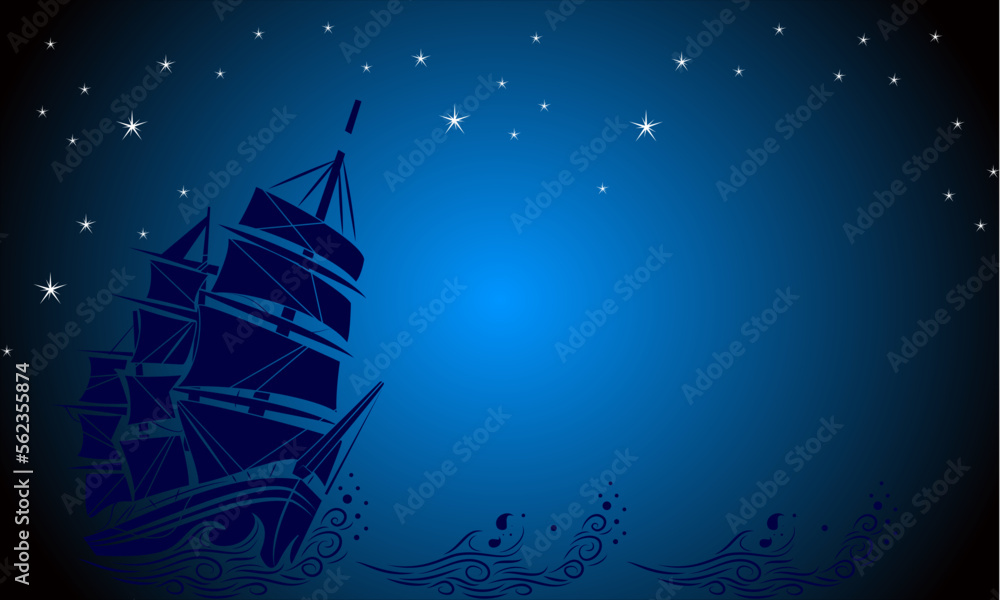 gradient blue background with sailing ship suitable for marine themes ...