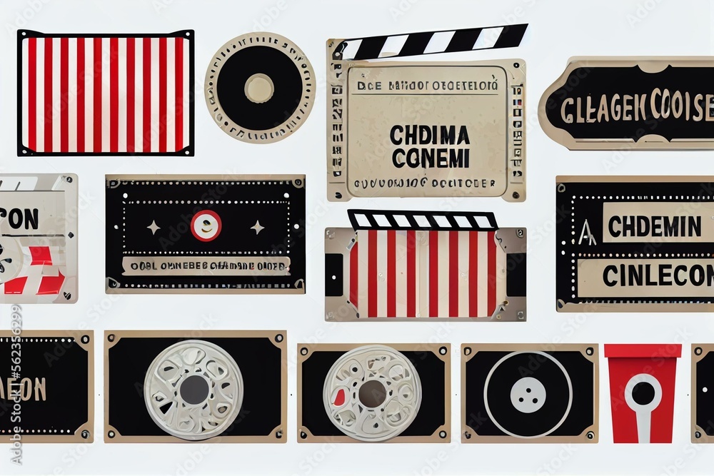 Cinema icon set. Movie sign collection. Set of cinema, movie, video ...