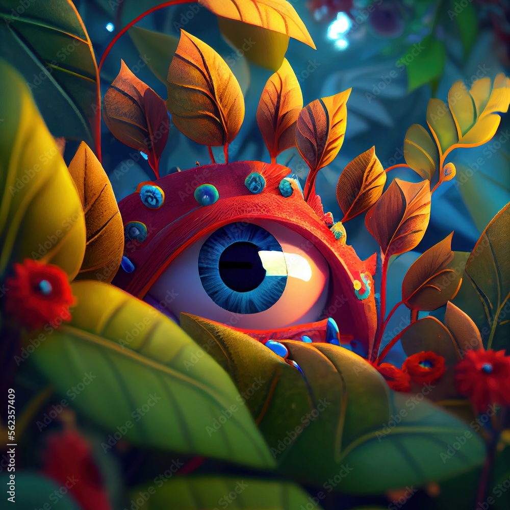 A bizarrely beautiful alien eye in the midst of alien plants. An alien ...