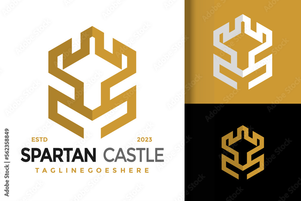 Spartan Castle Logo Logos Design Element Stock Vector Illustration ...