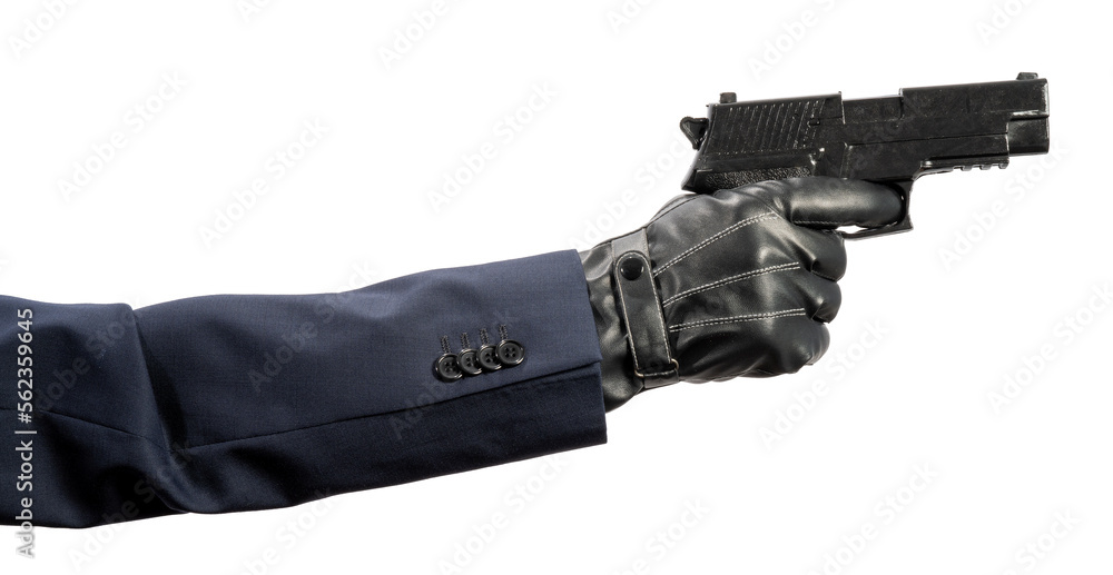 Hand Holding Gun isolated on white background, Hand Holding Gun on ...
