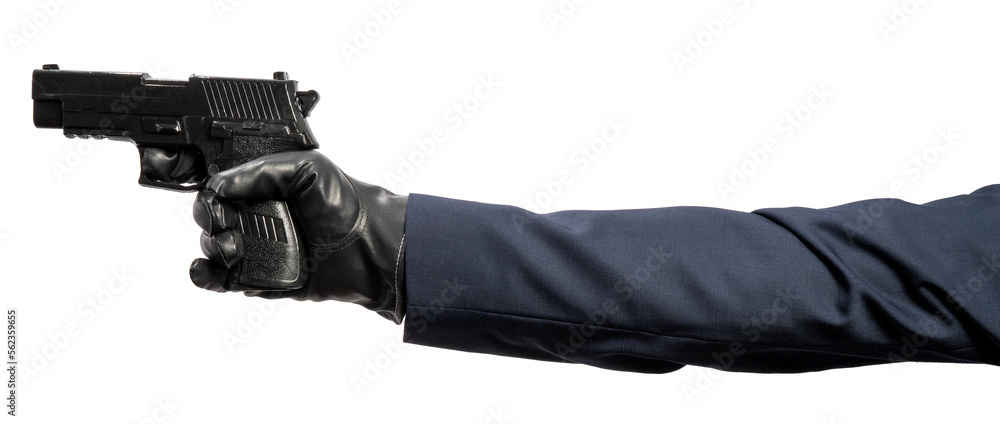 Hand Holding Gun isolated on white background, Hand Holding Gun on ...