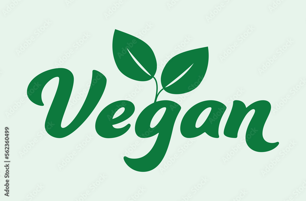 Vegan with leaves. Vegan friendly symbol for label, logo, badge ...