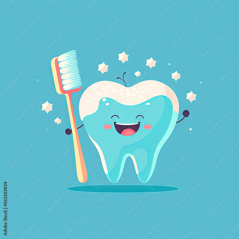 Cute Happy Smiling Tooth With Toothbrush And Toothpaste Hairstyle