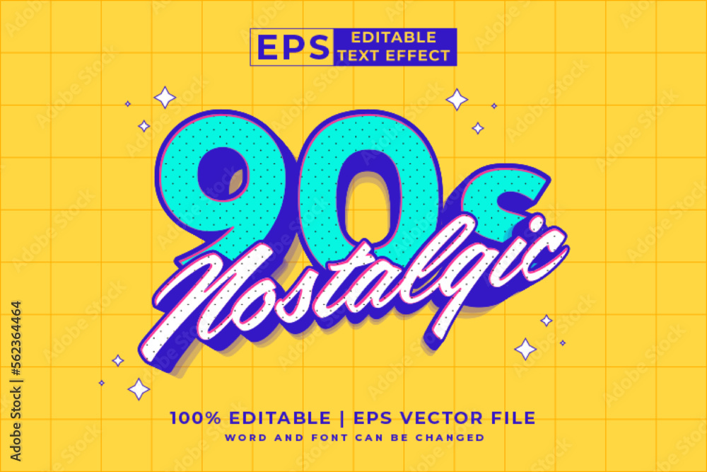 Editable text effect - 90s Nostalgic 3d Cartoon template style premium ...