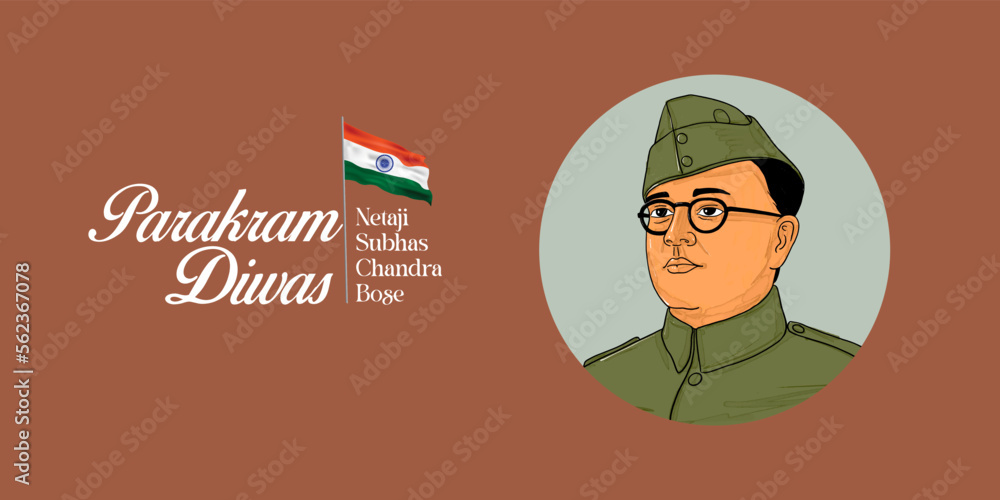 Netaji Subhash Chandra Bose vector art for Indian Memorial Day Parakram ...